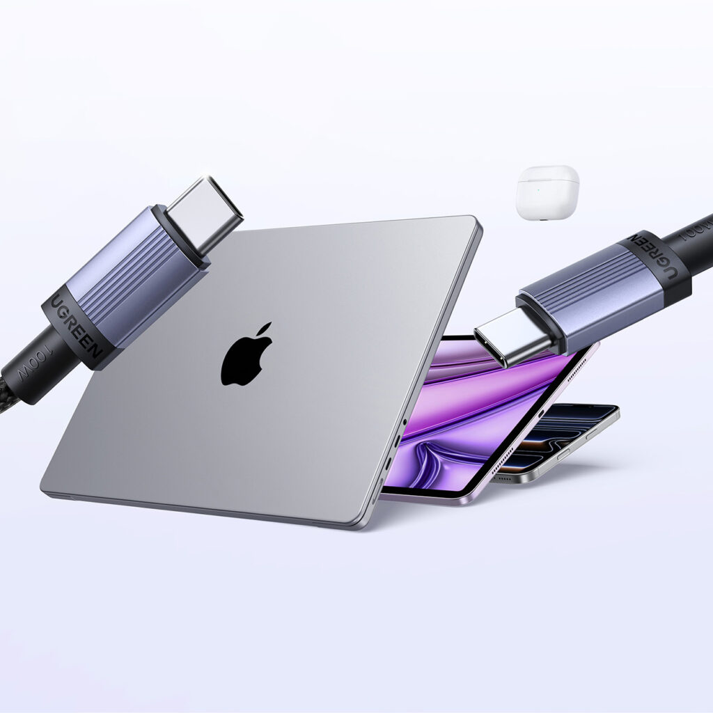 Usb-c Pd 100w 5a 1 M Ilgio Kabelis - Juodas - www.elektronikostaskas.lt